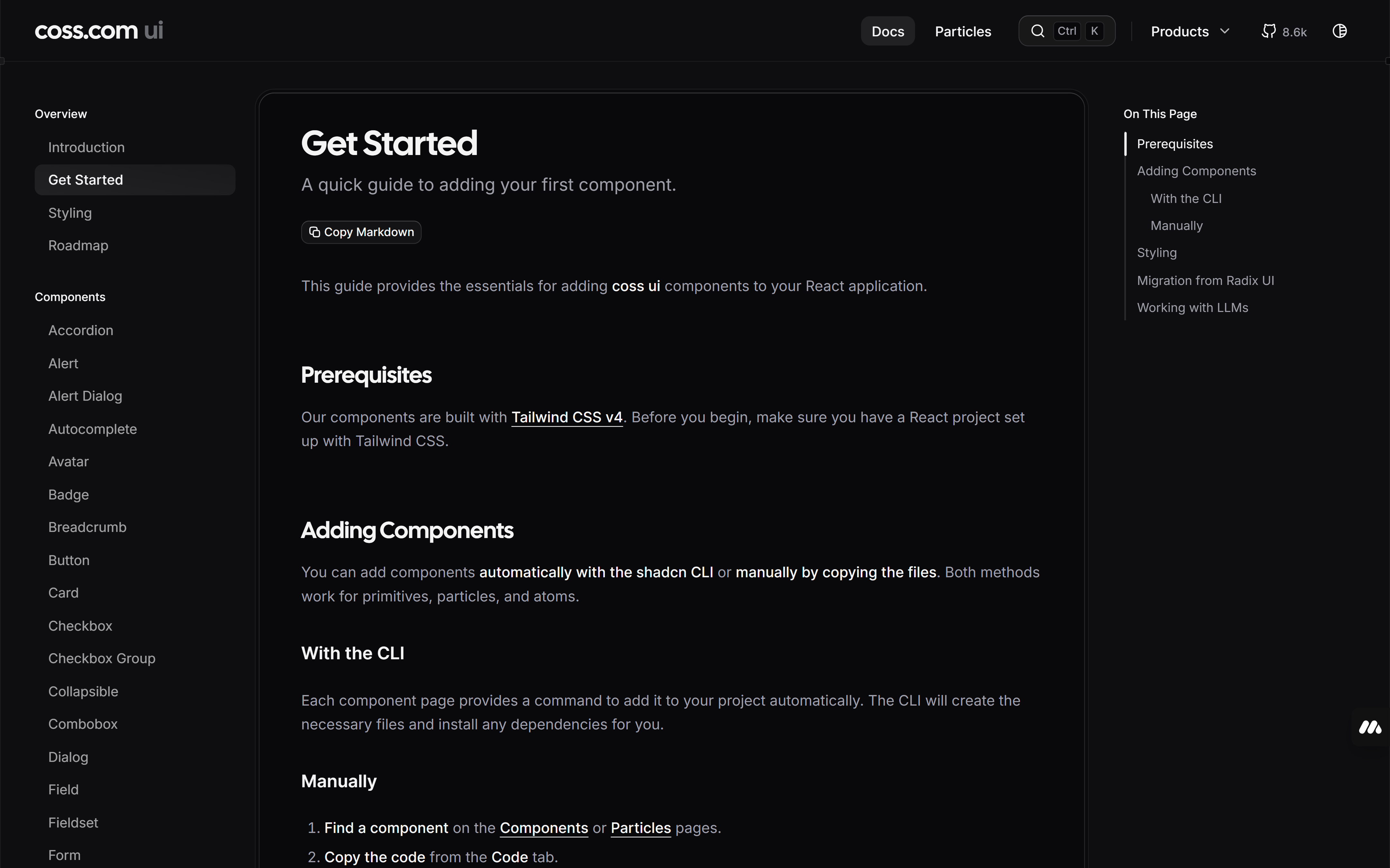 Coss UI Component Library