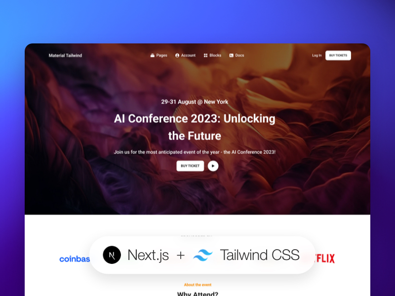 NextJS Tailwind Event Landing Page Template