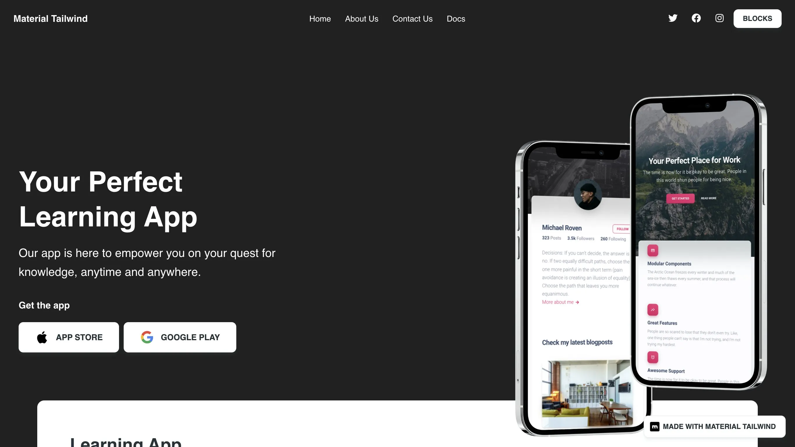 NextJS Tailwind App Presentation Page Template