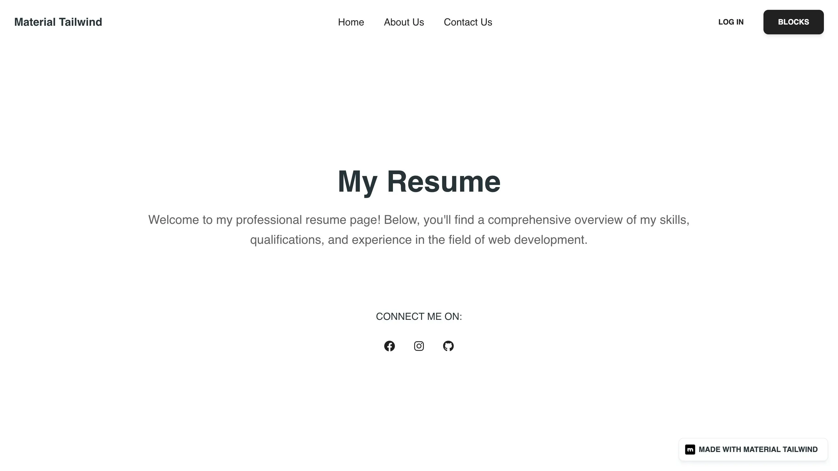 NextJS Tailwind Resume Page Template