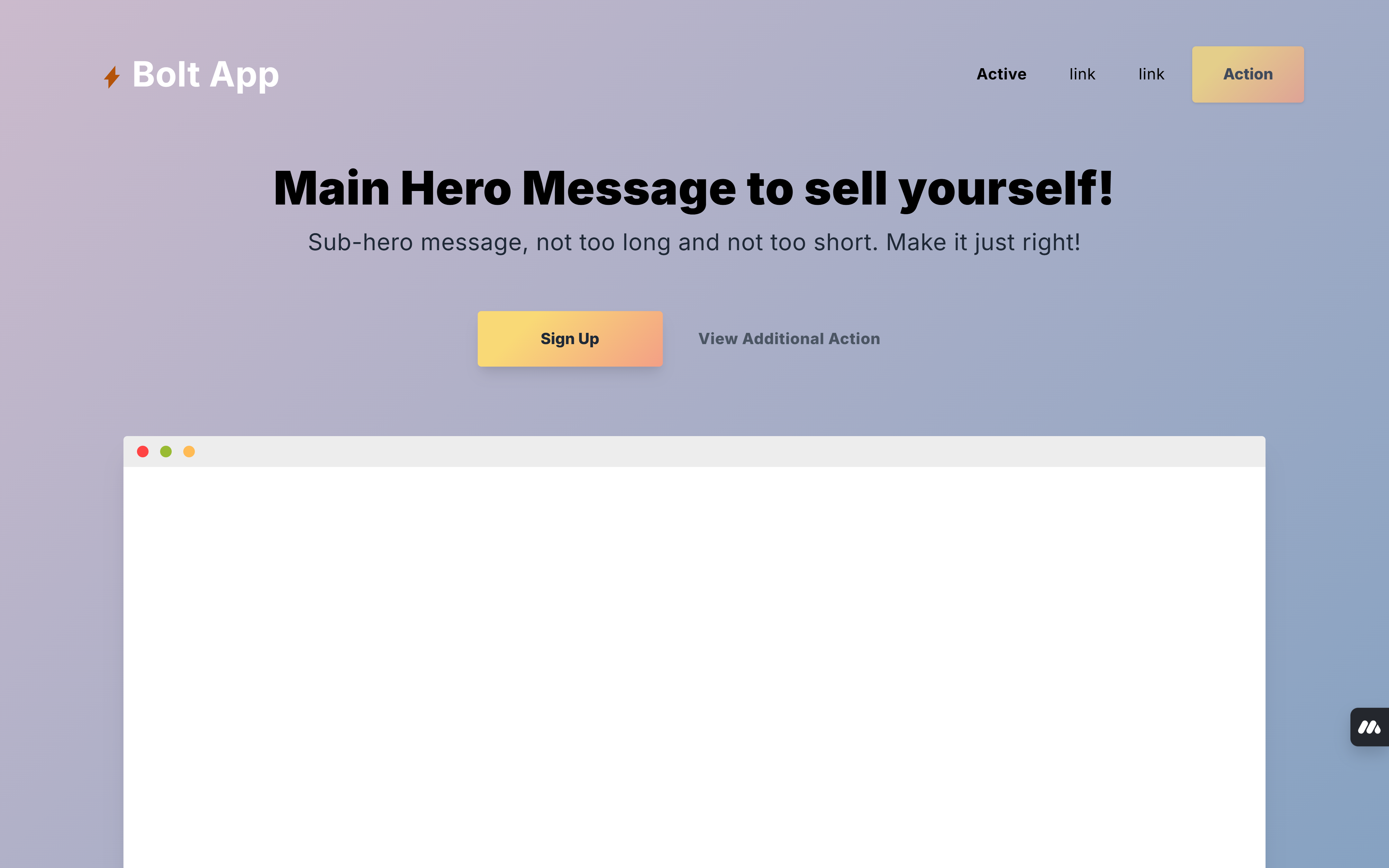 Screenshot Landing Page Template