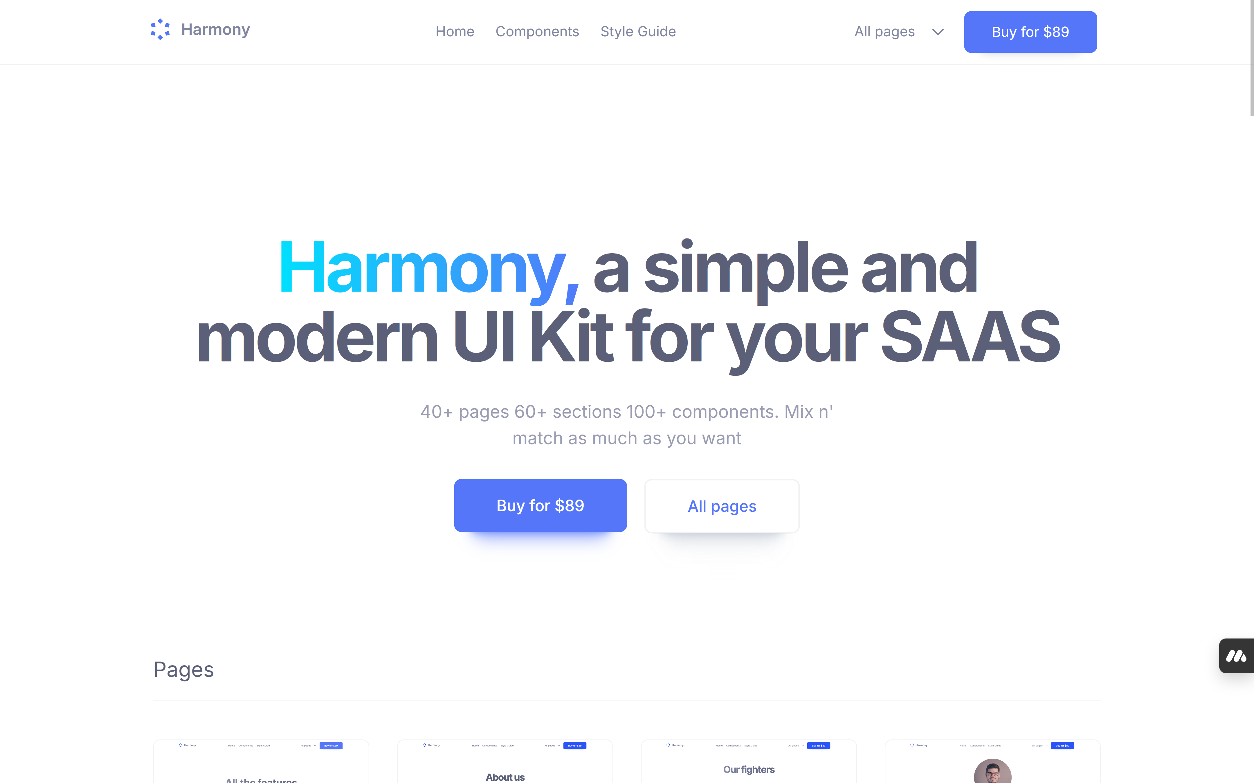 Harmony Tailwind UI Kit Template